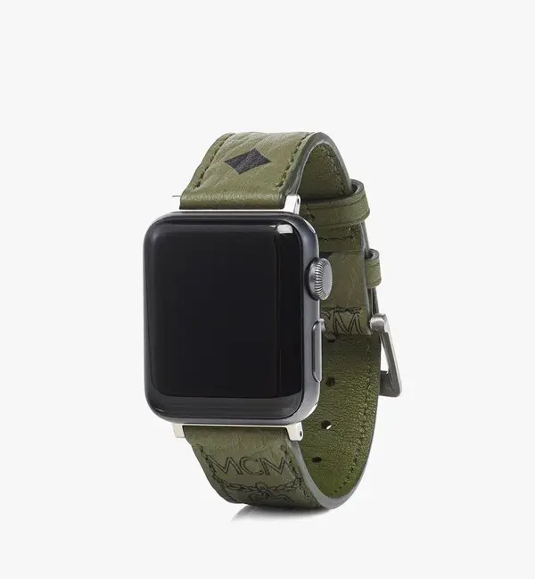 Mcm 38-41mm Visetos Apple Watch Band - Khaki Moss