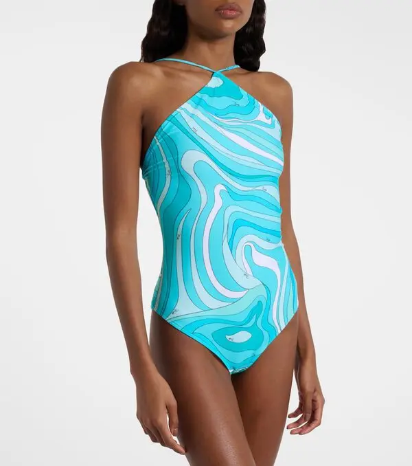 Emilio Pucci Marmo Halterneck Swimsuit