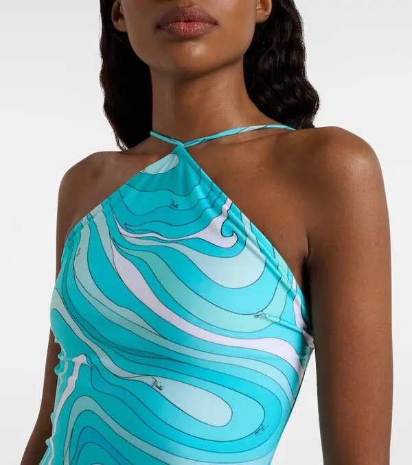 Emilio Pucci Marmo Halterneck Swimsuit