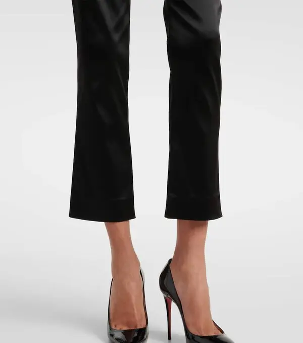 Veronica Beard Stila Cropped High-rise Satin Pants