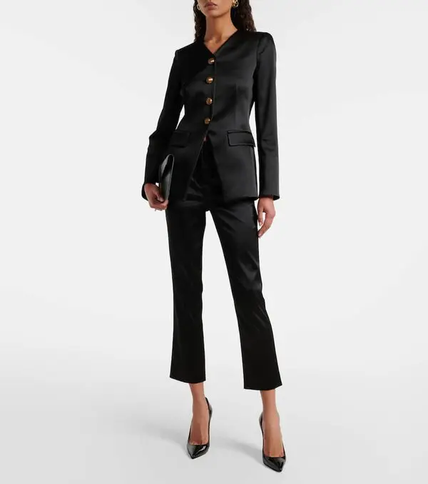 Veronica Beard Stila Cropped High-rise Satin Pants