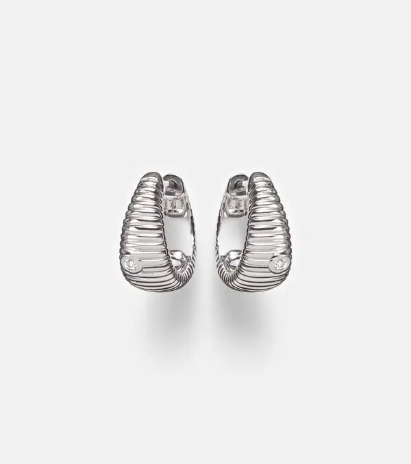 Yvonne Léon Berlingot Nano Diamond Hoop Earrings - Silver