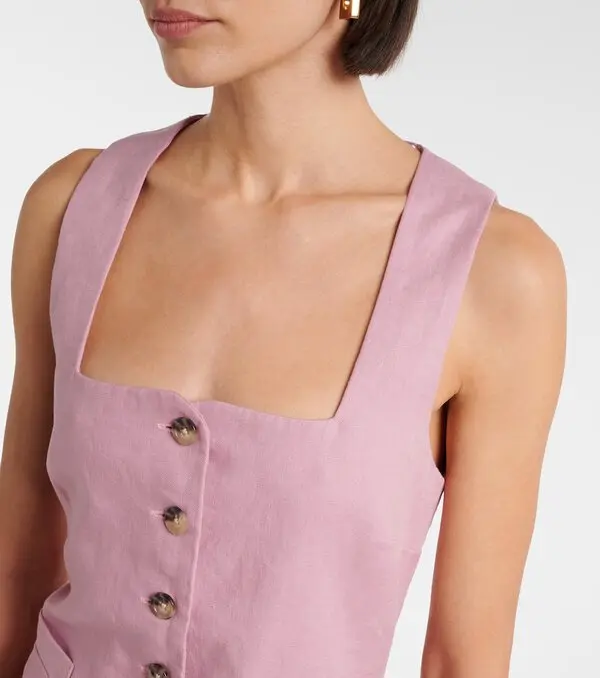 Faithfull The Brand Jaques Linen Mini Dress - Pink
