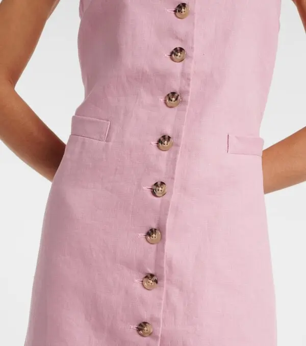 Faithfull The Brand Jaques Linen Mini Dress - Pink