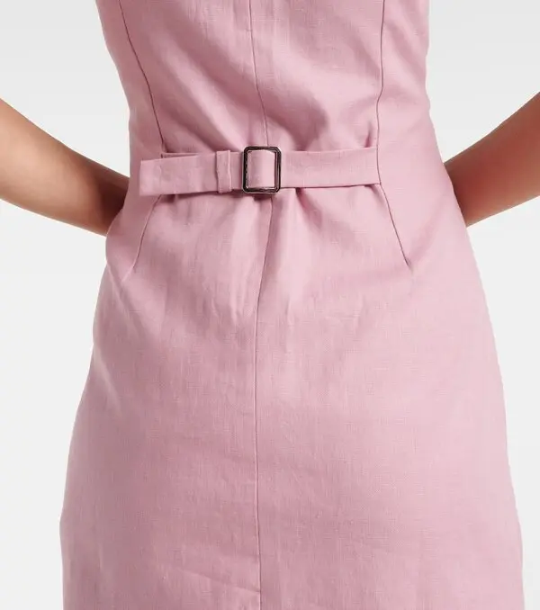 Faithfull The Brand Jaques Linen Mini Dress - Pink