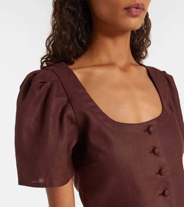 Faithfull The Brand Emma Linen Top - Brown