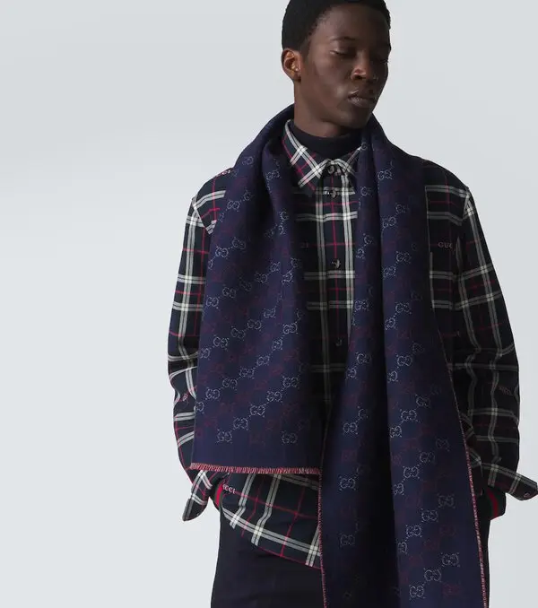 Gucci Gg Reversible Wool Jacquard Scarf