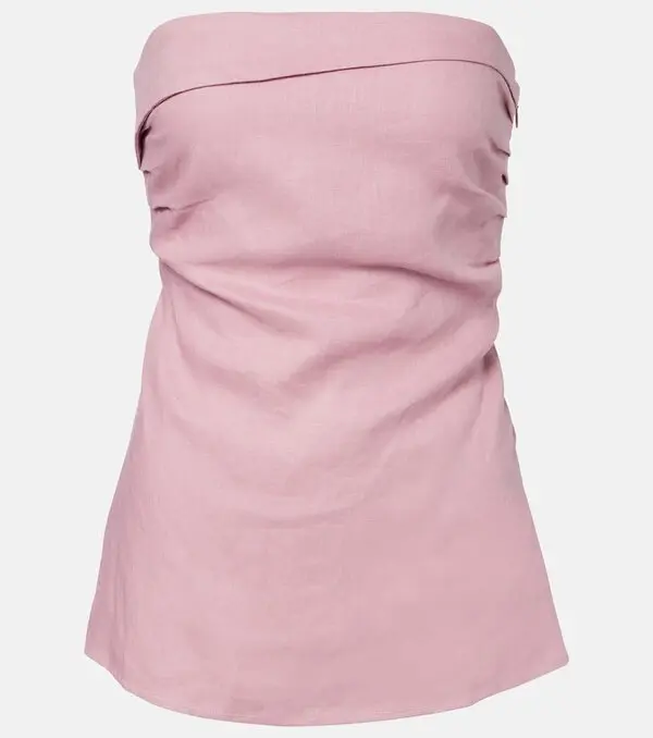 Faithfull The Brand Caen Strapless Linen Top - Pink