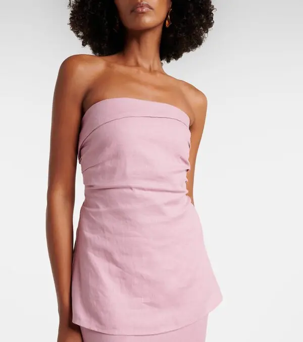 Faithfull The Brand Caen Strapless Linen Top - Pink