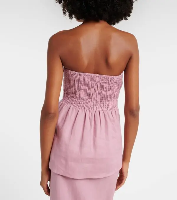 Faithfull The Brand Caen Strapless Linen Top - Pink