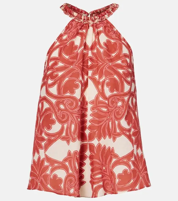 Poupette St Barth Noreen Printed Halterneck Top - Red