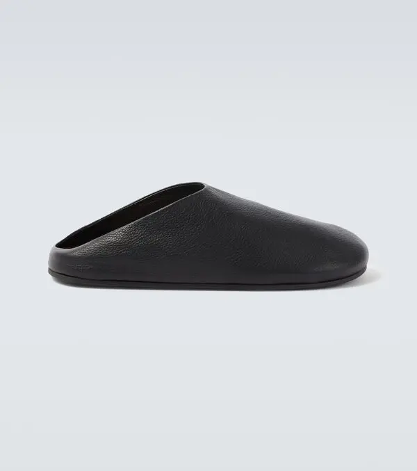 THE ROW Hudson Leather Mules - Black