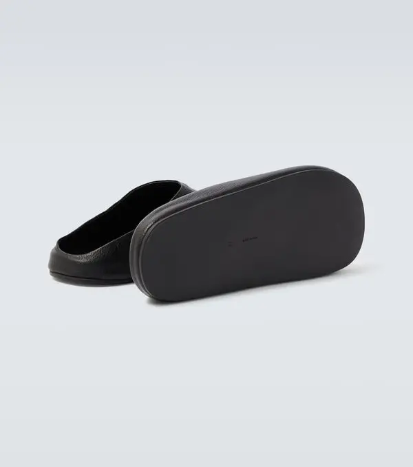 THE ROW Hudson Leather Mules - Black