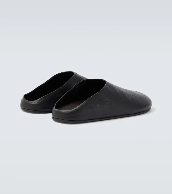 THE ROW Hudson Leather Mules - Black