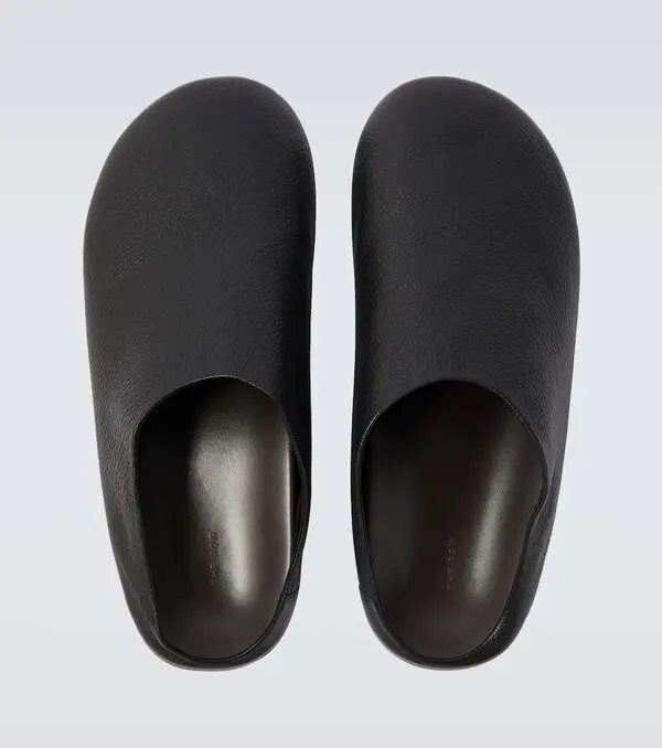THE ROW Hudson Leather Mules - Black