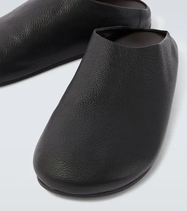 THE ROW Hudson Leather Mules - Black