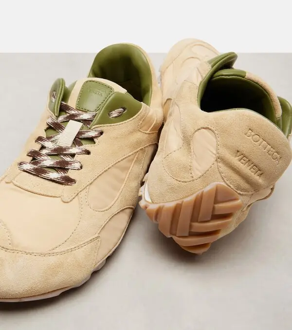 Bottega Veneta Orbit Flash Suede-trimmed Sneakers - Beige