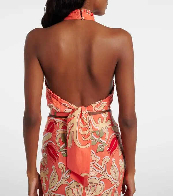 Poupette St Barth Suma Printed Cotton Crop Top