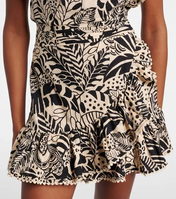 Poupette St Barth Corinne Ruffled Printed Mini Dress - Black