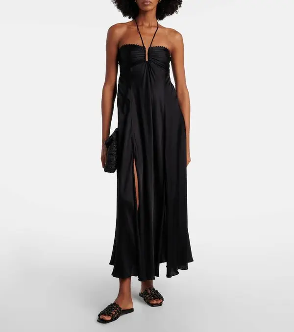 Poupette St Barth Halterneck Maxi Dress - Black