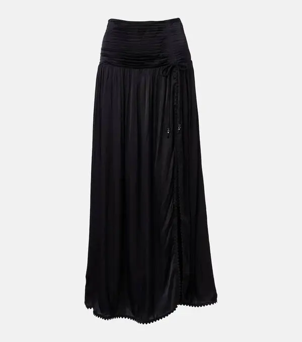 Poupette St Barth Scalloped Maxi Skirt - Black