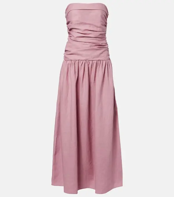Faithfull The Brand Sacha Strapless Linen Maxi Dress - Pink