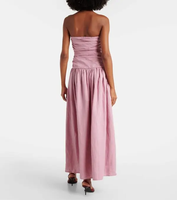 Faithfull The Brand Sacha Strapless Linen Maxi Dress - Pink