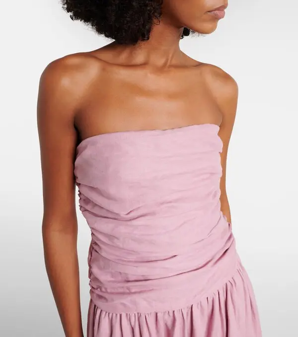 Faithfull The Brand Sacha Strapless Linen Maxi Dress - Pink