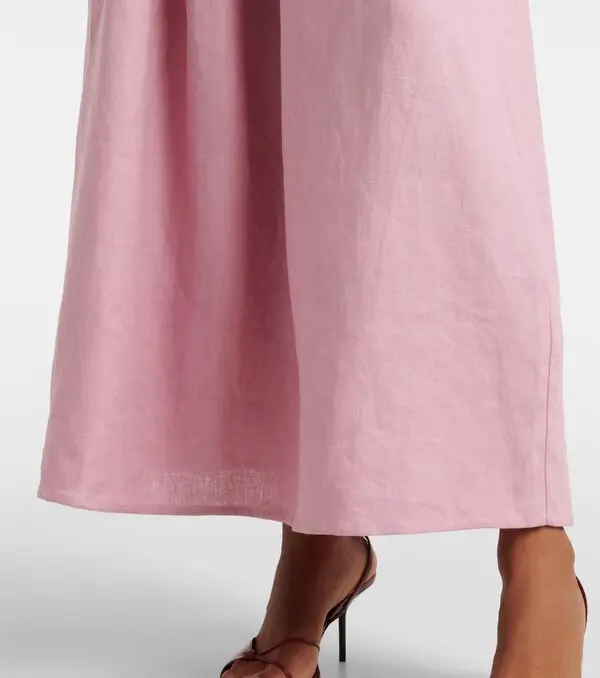 Faithfull The Brand Sacha Strapless Linen Maxi Dress - Pink