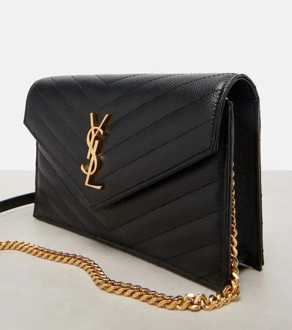 Saint Laurent Cassandre Envelope Small Leather Wallet On Chain