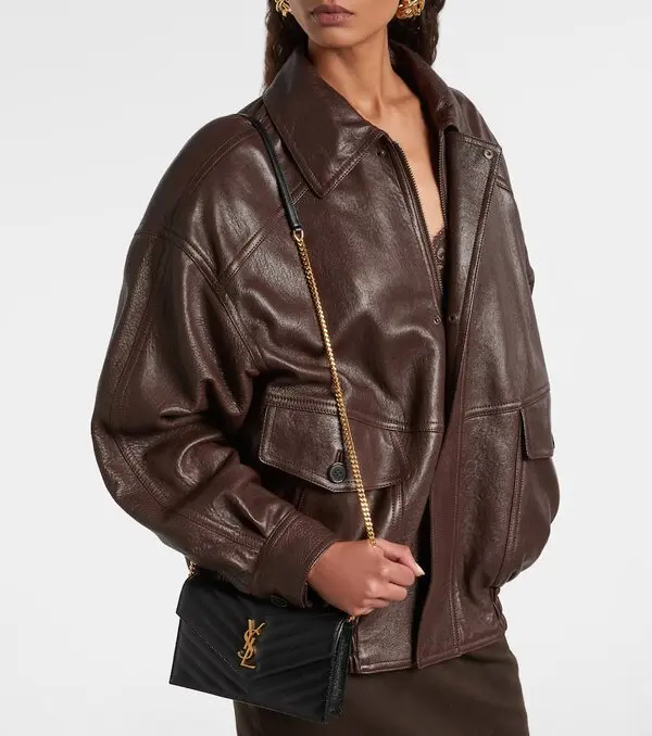 Saint Laurent Cassandre Envelope Small Leather Wallet On Chain