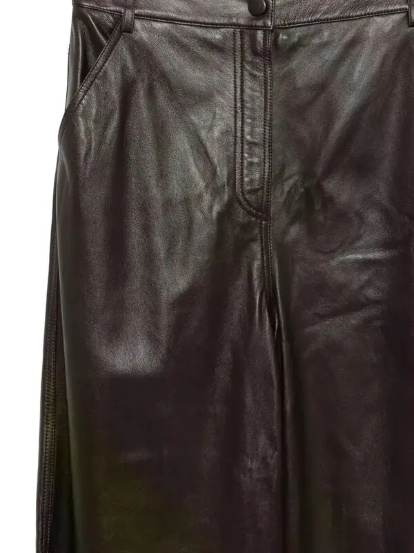 YVES SALOMON Lamb Leather Straight-leg Trousers - Brown