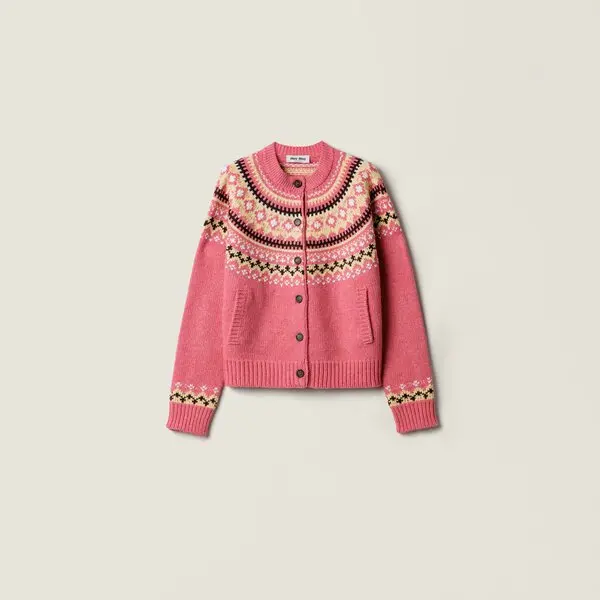 Miu Miu Wool Jacquard Knit Cardigan