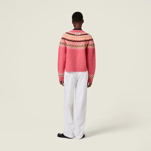Miu Miu Wool Jacquard Knit Cardigan