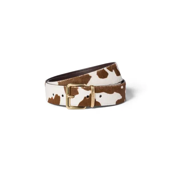 Miu Miu Printed Leather Belt - White/burnt Sienna