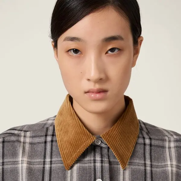 Miu Miu Checked Flannel Shirt - Slate Gray