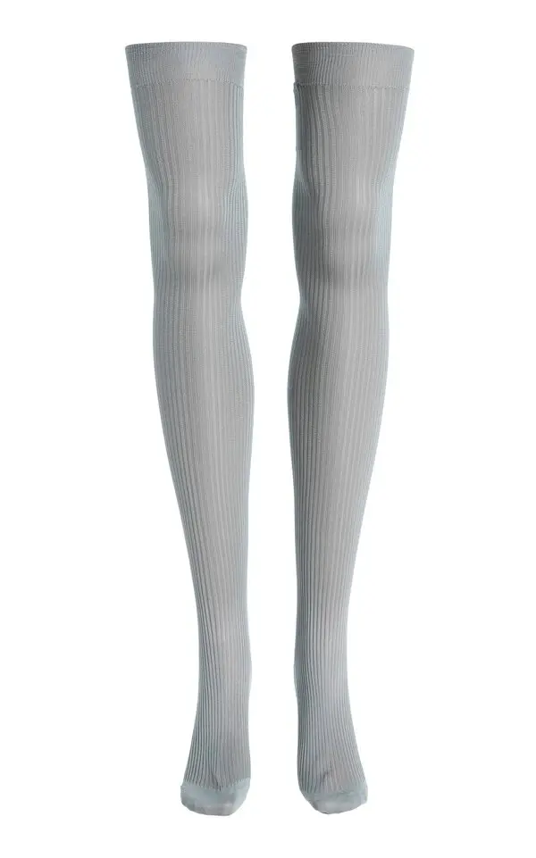 Miu Miu Knee-high Ribbed Silk Socks - Blue