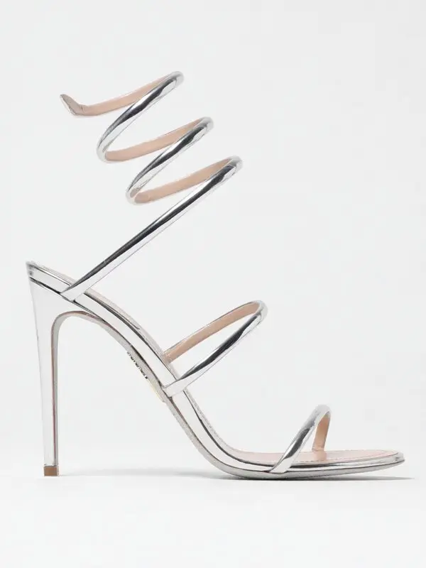 Rene Caovilla Spiral Heeled Sandal - Silver