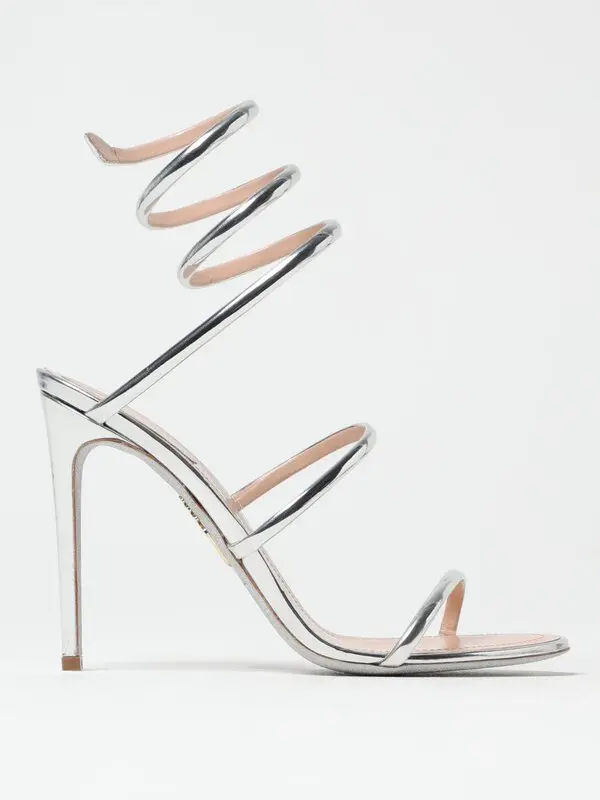 Rene Caovilla Spiral Heeled Sandal - Silver