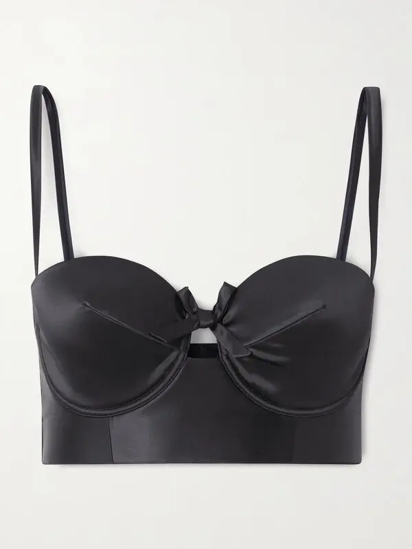 ERES Greta Bow-detailed Cutout Satin Bustier Bra - Black