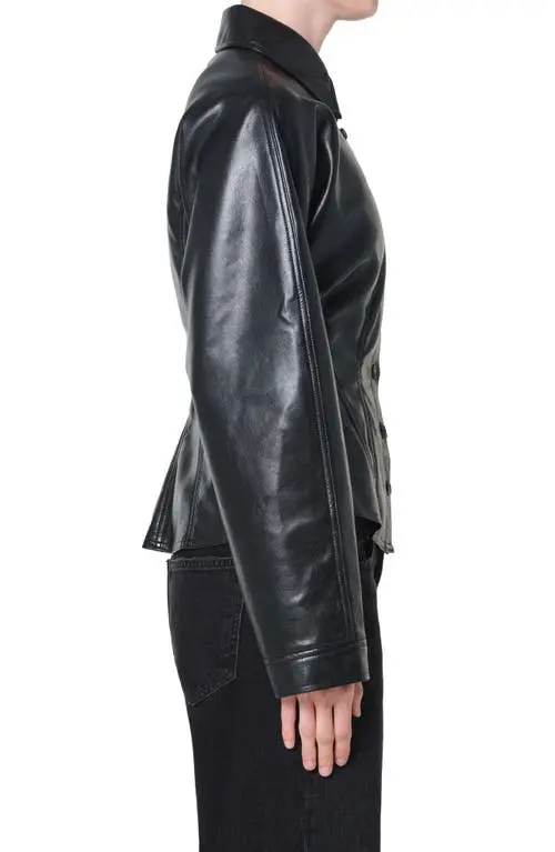 AGOLDE Devon Faux Leather Shirt - Detox Black