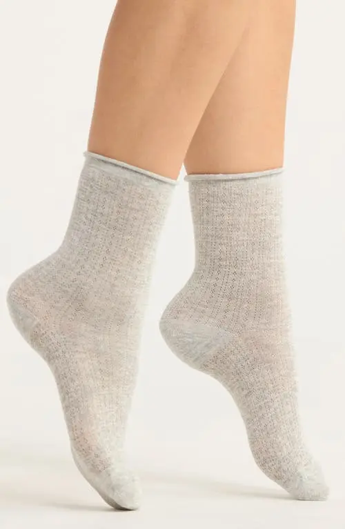 CASA CLARA Pointelle Stitch Crew Socks - Grey