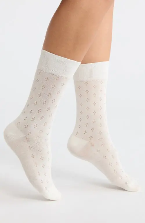 CASA CLARA Cadence Pointelle Crew Socks - White