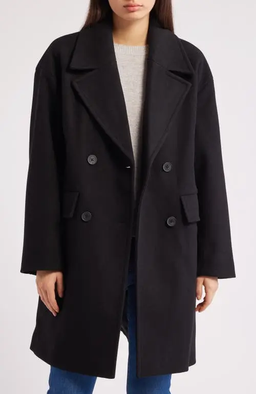 Lucky Brand Boxy Double Breasted Coat - Black