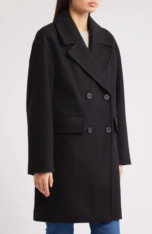 Lucky Brand Boxy Double Breasted Coat - Black