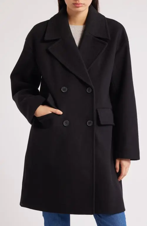 Lucky Brand Boxy Double Breasted Coat - Black