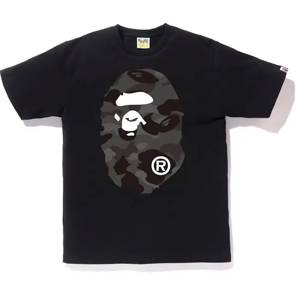 A BATHING APE Camo Big Ape Head Tee Shirt - Black