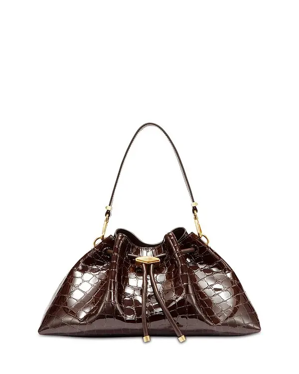 JIMMY CHOO Cinch M Embossed Leather Shoulder Bag - Sambuco