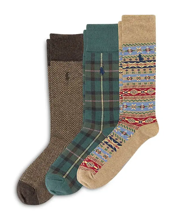 Ralph Lauren Fall Patterned Crew Socks Pack Of 3 - Multi