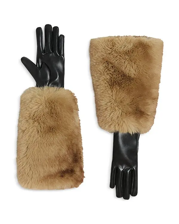 Apparis Robi Faux Fur Gloves - Noir/blond